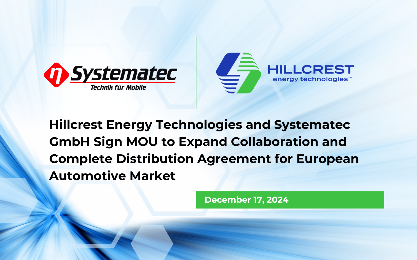Hillcrest Energy Technologies and Systematec GmbH Sign MOU to Expand ...